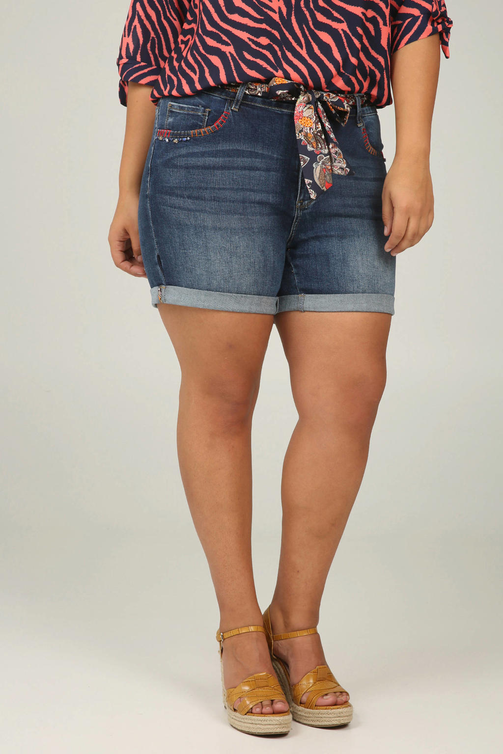 Paprika jeans short met strik | wehkamp