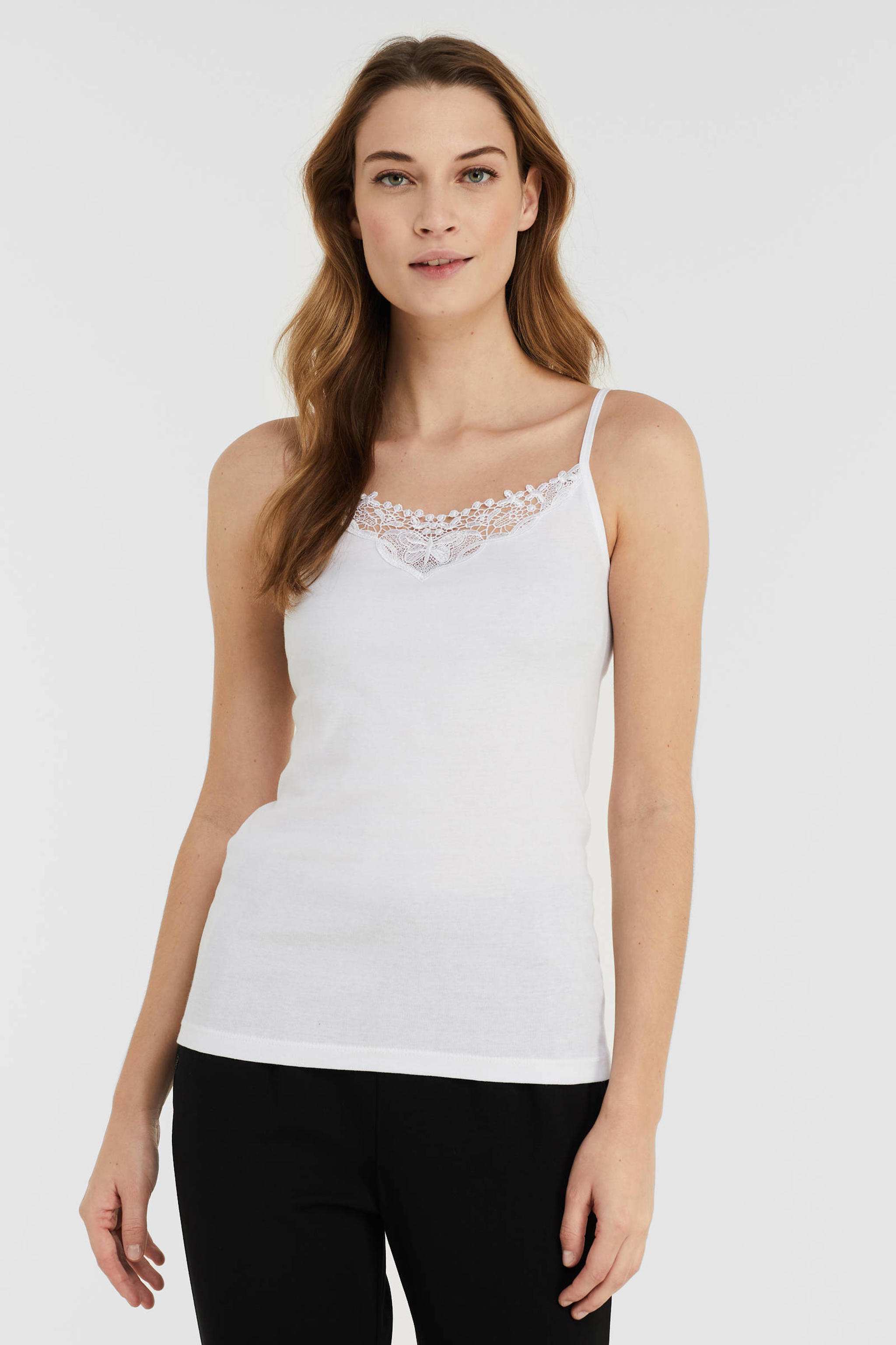 ONLY singlet met kant ONLKIRA (set van 2) zwart/wit | wehkamp