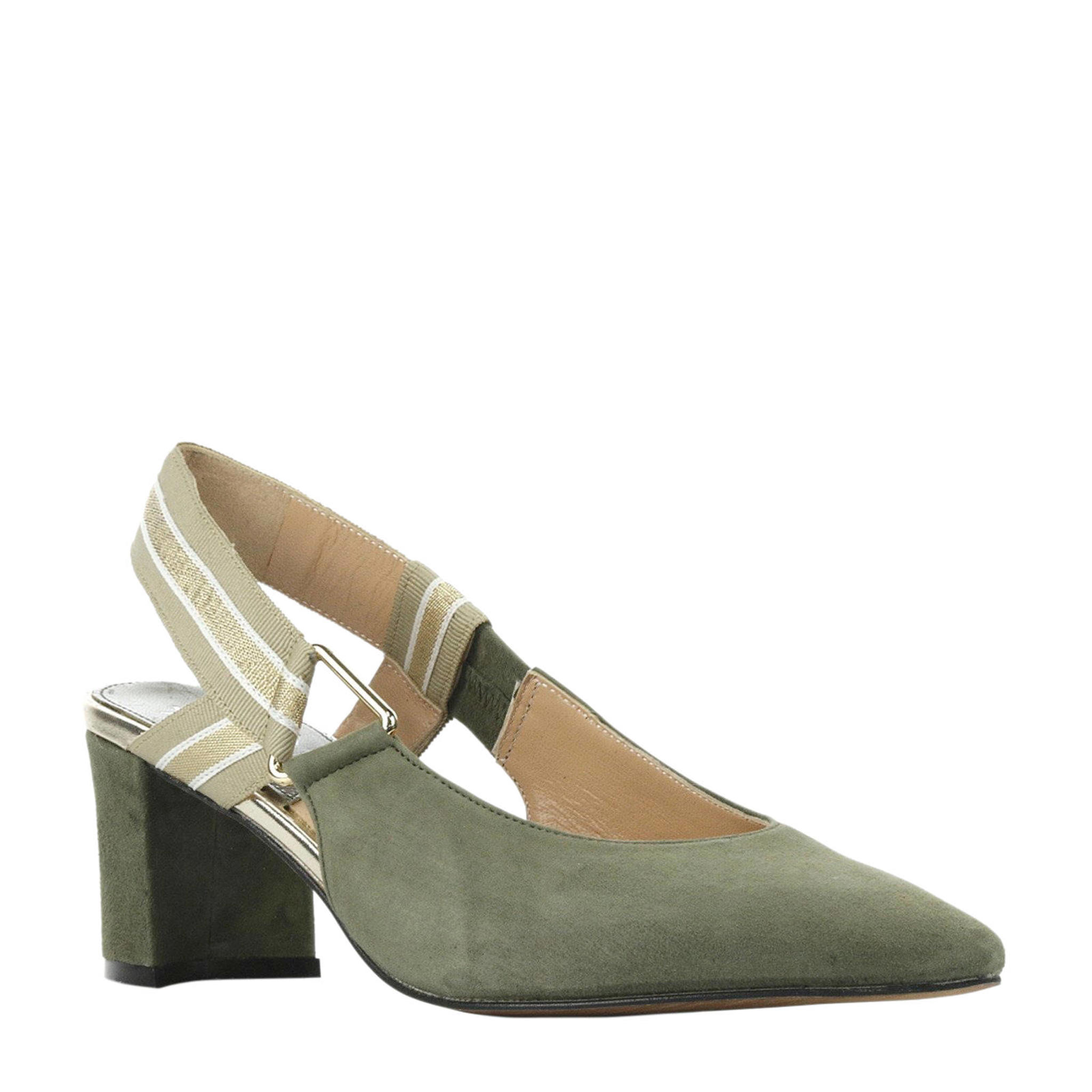 Maripe suède slingback pumps groen | wehkamp