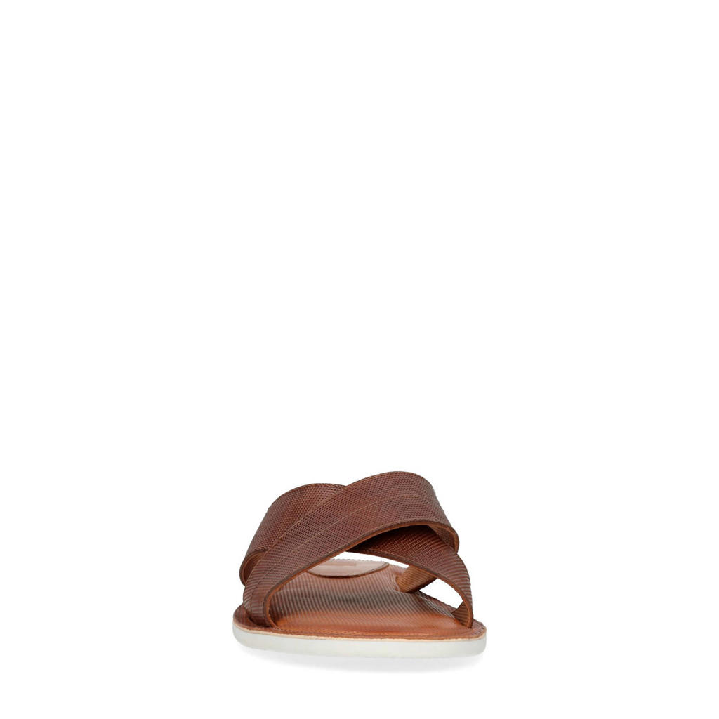 Sacha leren slippers bruin | wehkamp