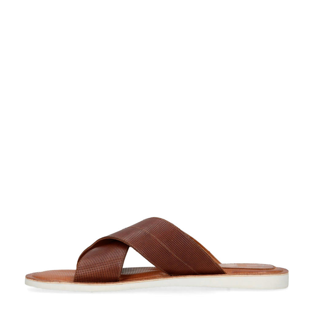 Sacha leren slippers bruin | wehkamp