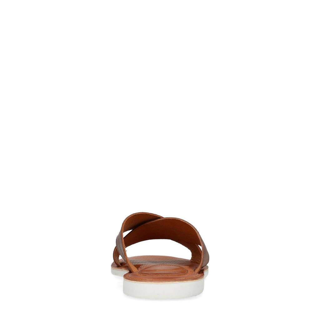 Sacha leren slippers bruin | wehkamp