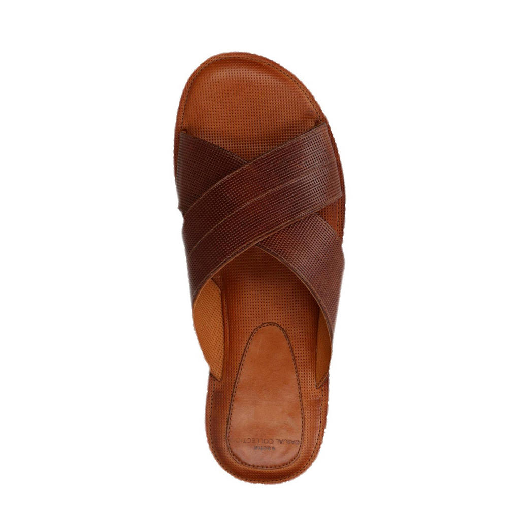 Sacha leren slippers bruin | wehkamp