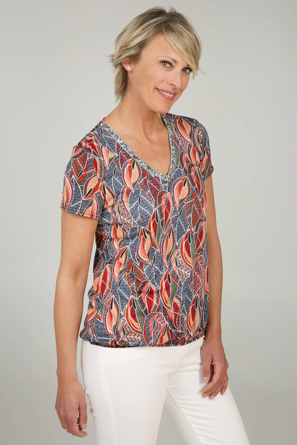Cassis T-shirt met all over print blauw | wehkamp