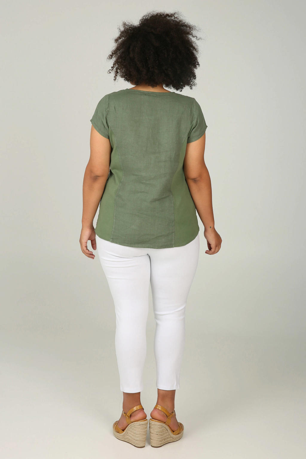 Paprika gebloemde linnen top groen | wehkamp