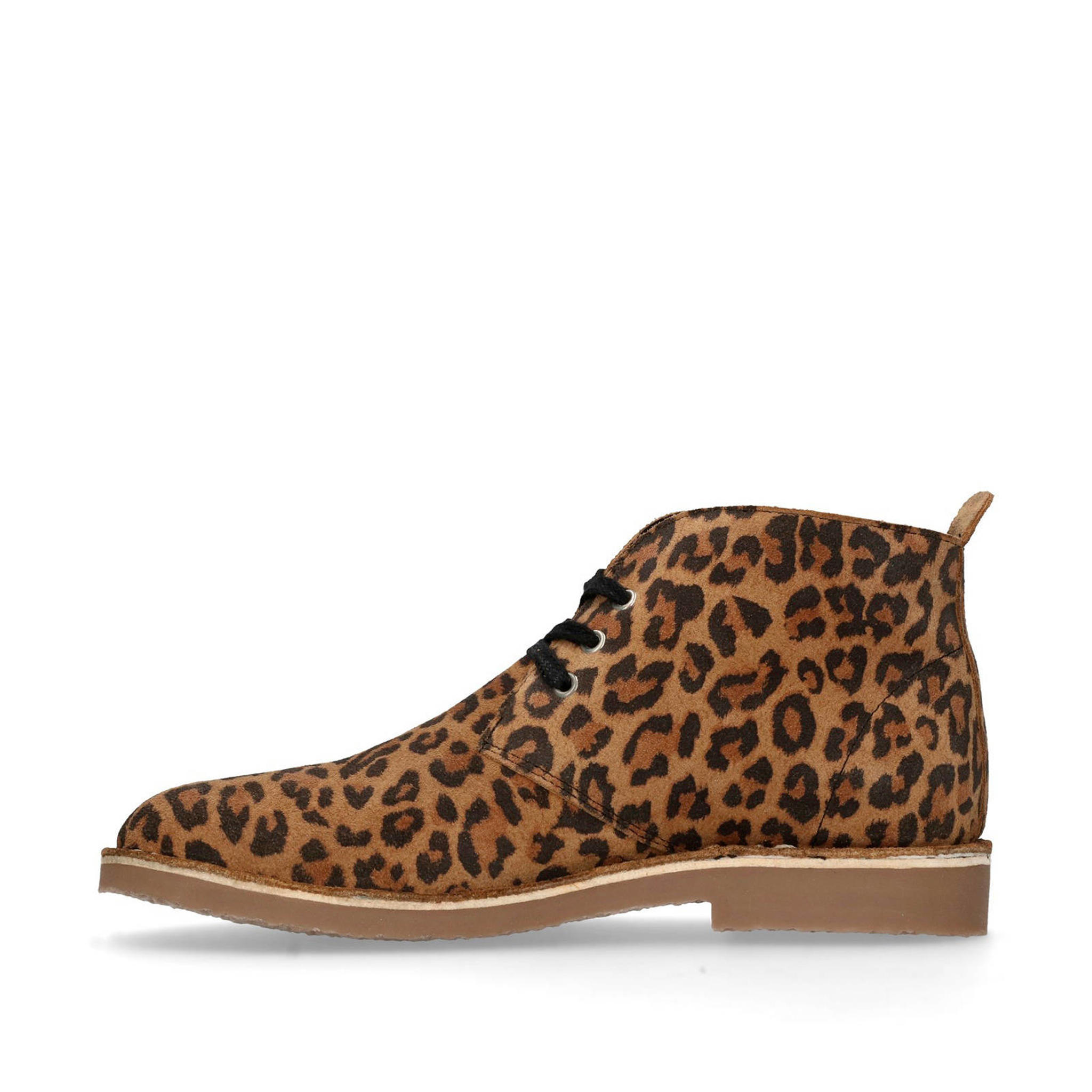 Manfield leren desert boots panterprint | wehkamp