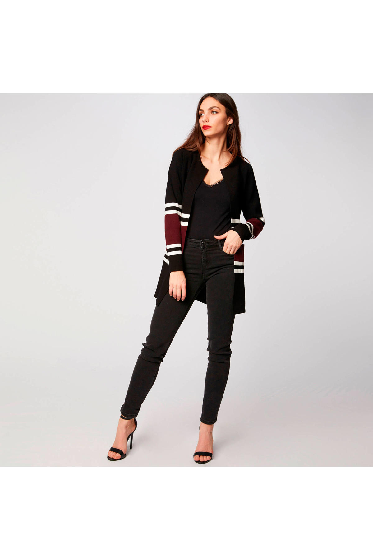 Morgan vest met strepen zwart | wehkamp