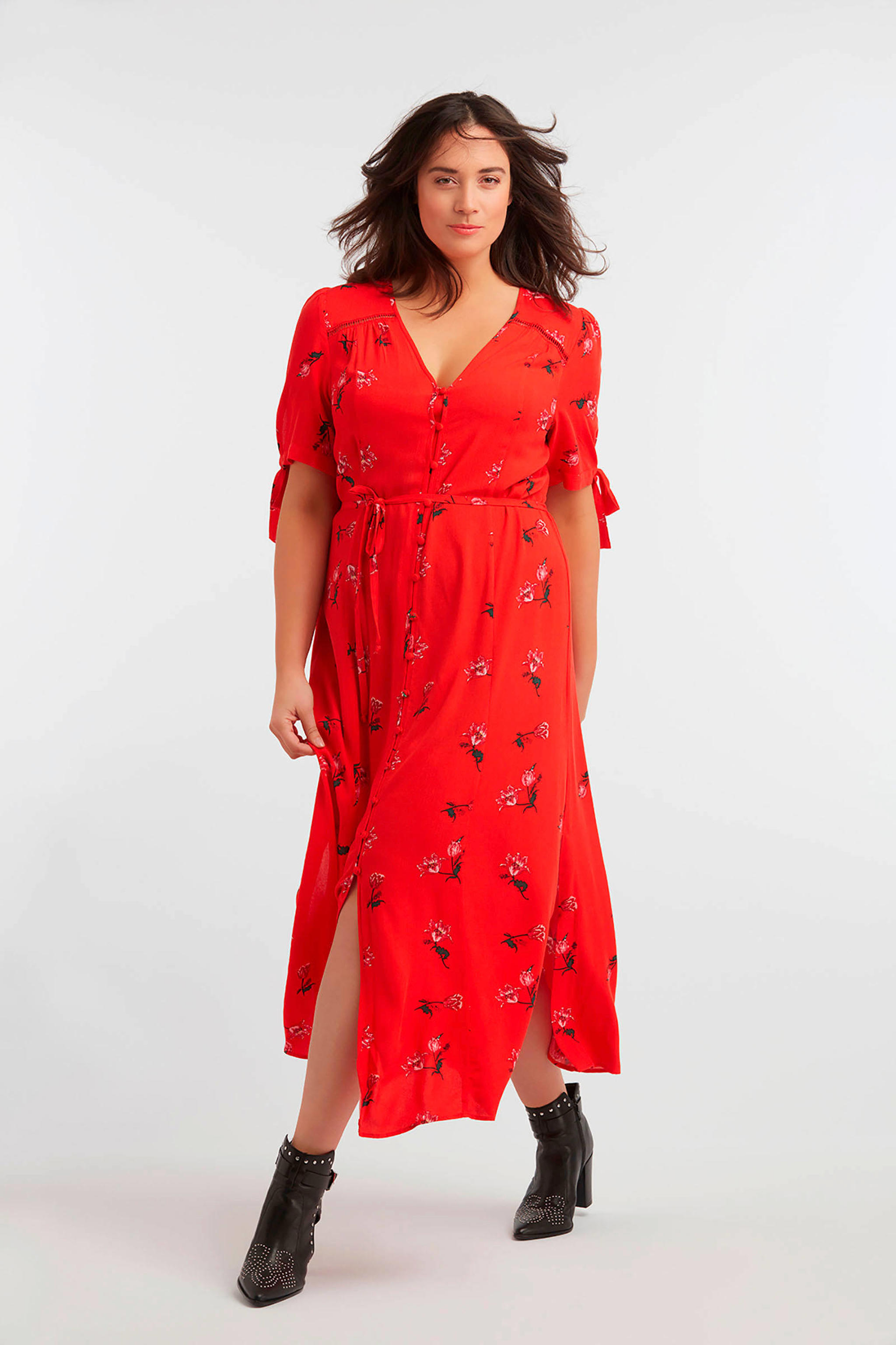 MS Mode gebloemde jurk rood | wehkamp