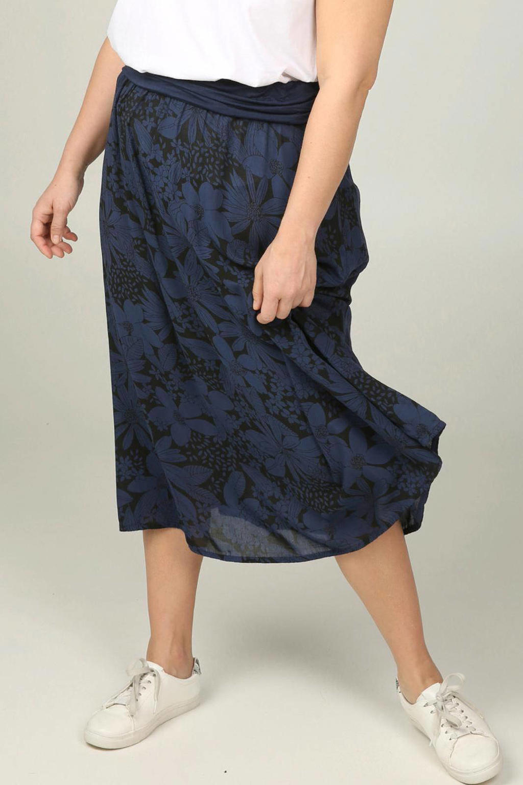 Paprika gebloemde rok donkerblauw | wehkamp