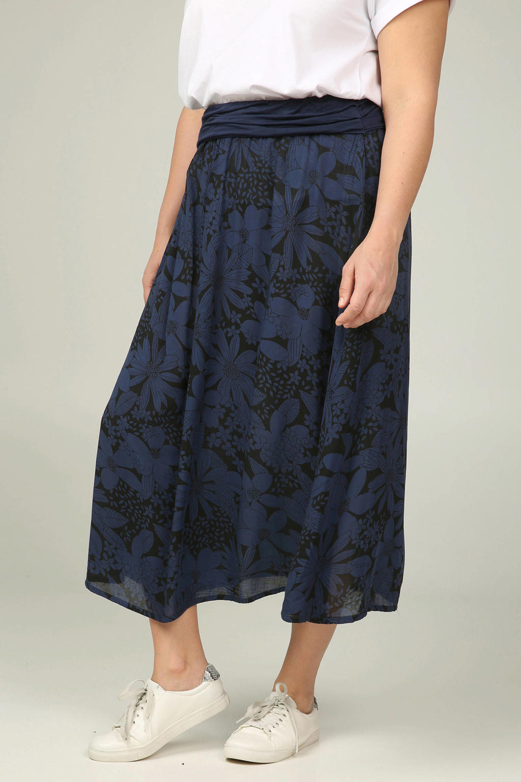 Paprika gebloemde rok donkerblauw | wehkamp