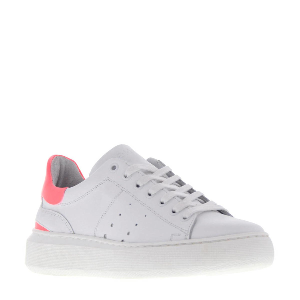 Tango Shoes Ingeborg 10-C leren sneakers wit/neon roze | wehkamp