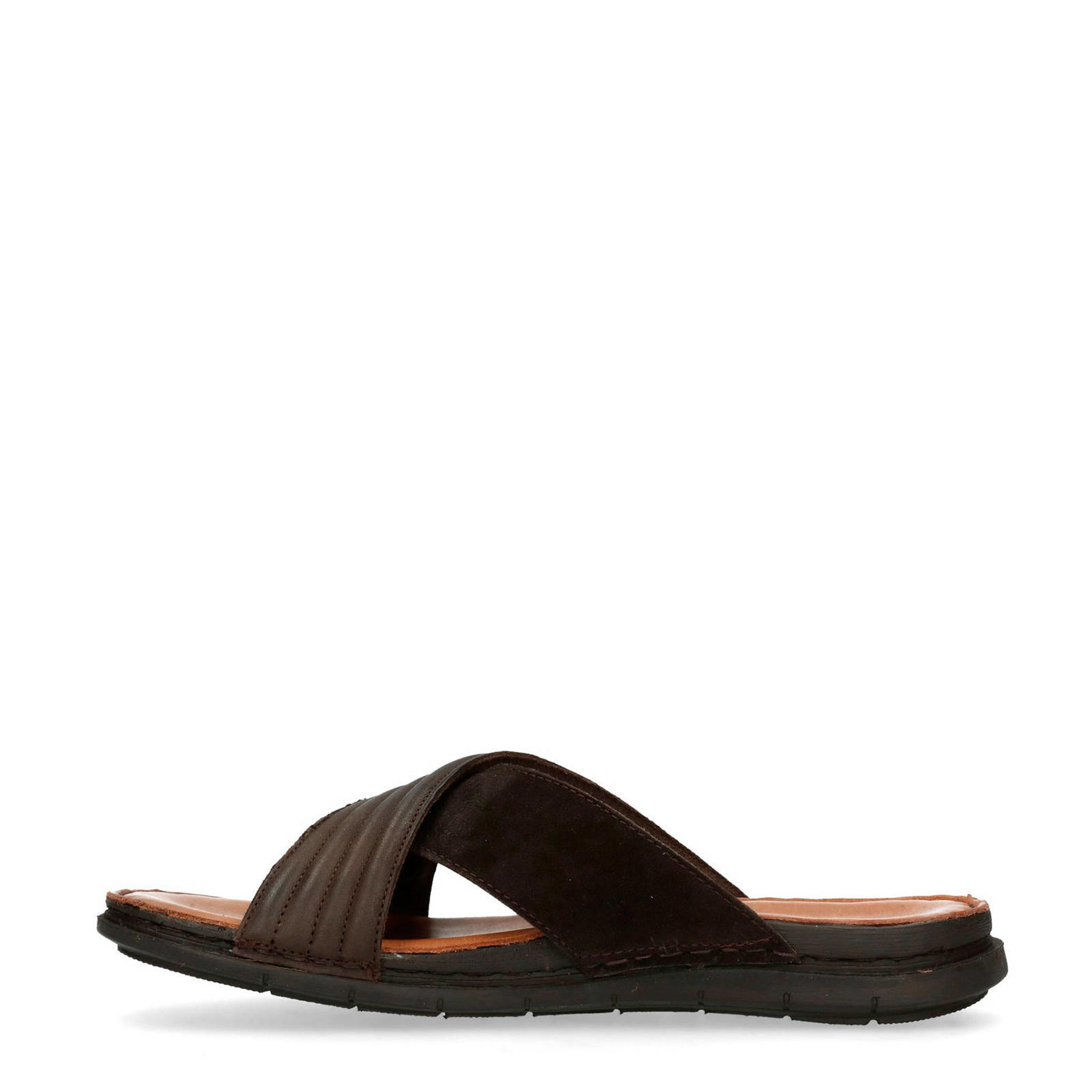 No Stress leren slippers donkerbruin | wehkamp