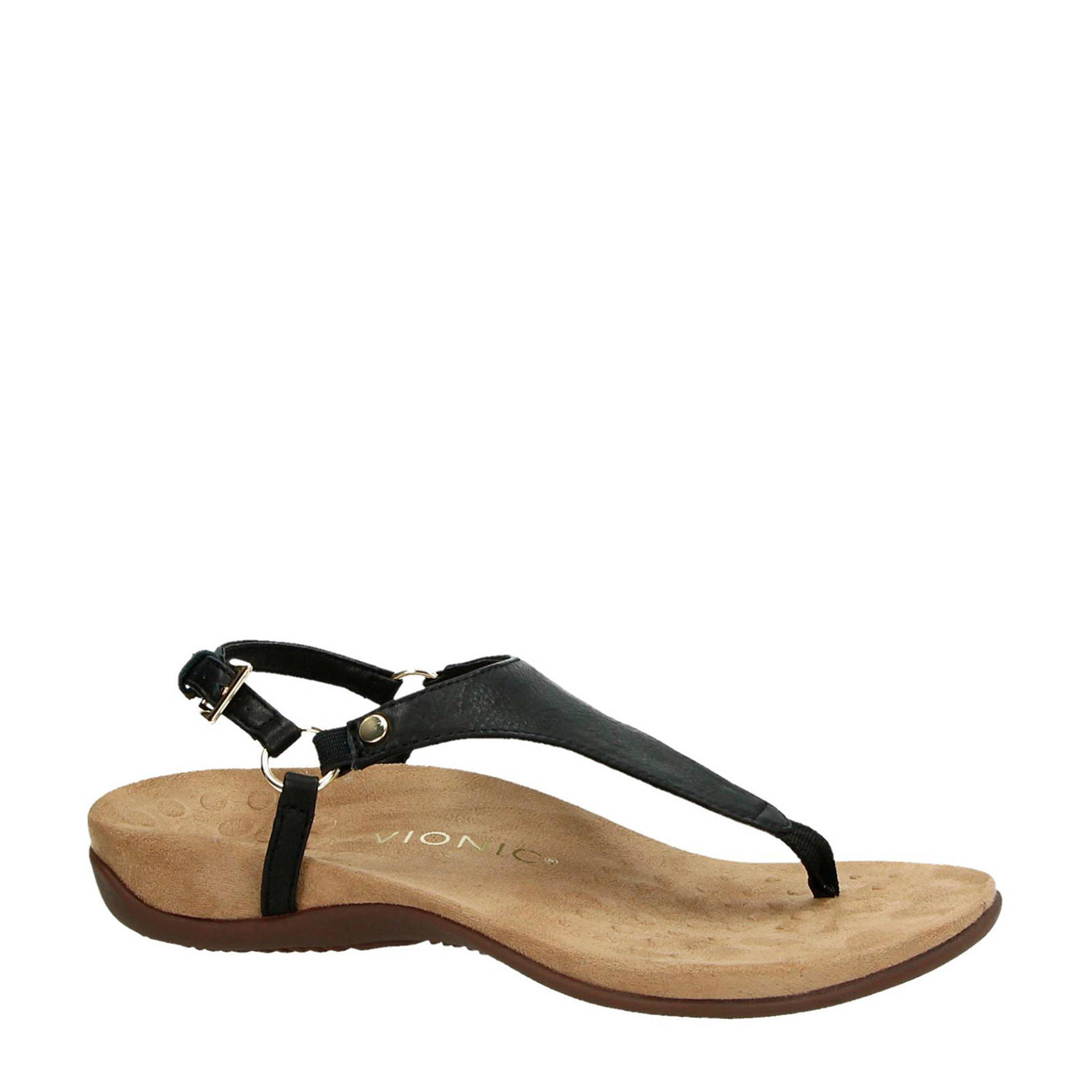 Vionic Kirra leren sandalen zwart | wehkamp