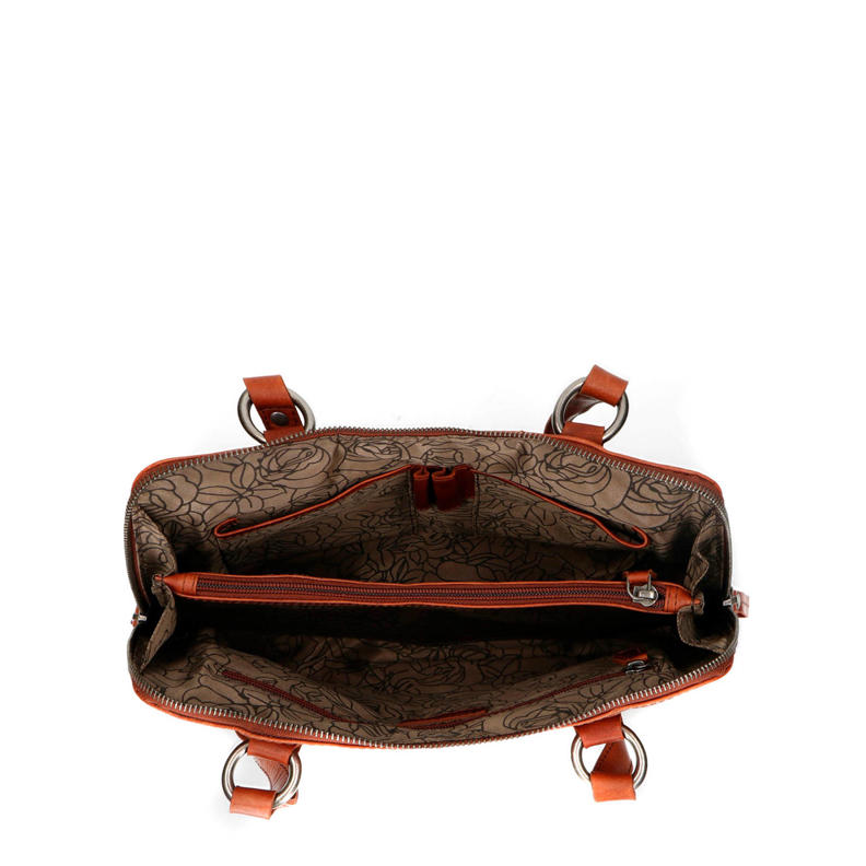 Manfield leren handtas cognac | wehkamp