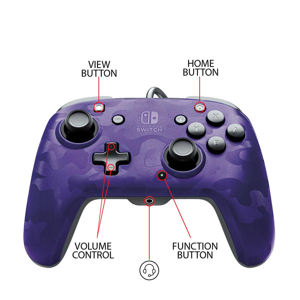 PDP Faceoff Deluxe+ Audio Wired controller Purple Camo Nintendo Switch ...