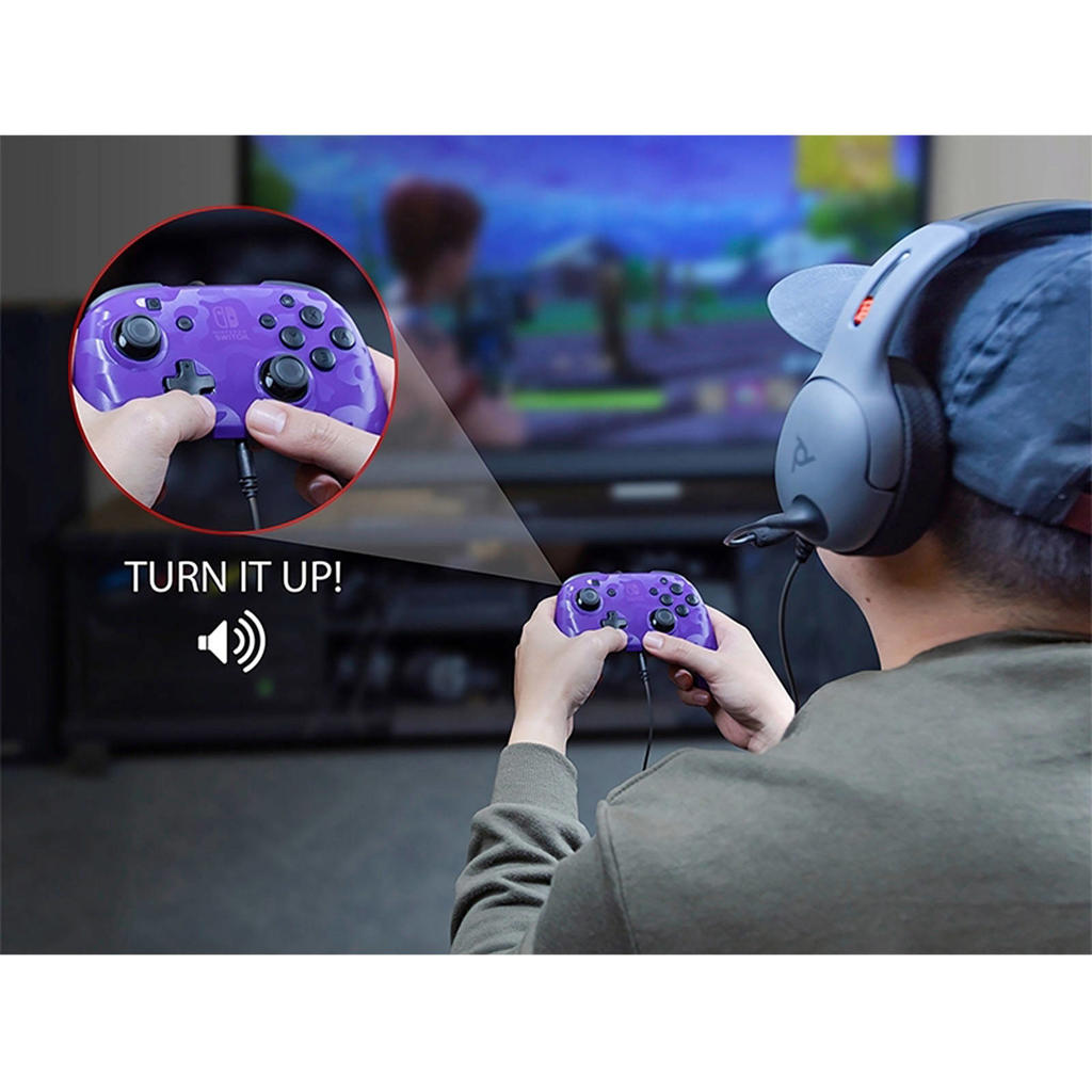 PDP Faceoff Deluxe+ Audio Wired controller Purple Camo Nintendo Switch ...
