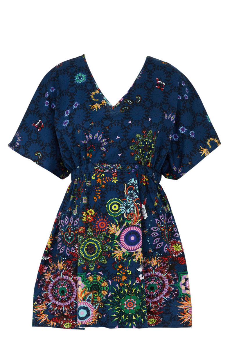 Desigual strandtuniek Harvir met all over print blauw/groen/rood | wehkamp