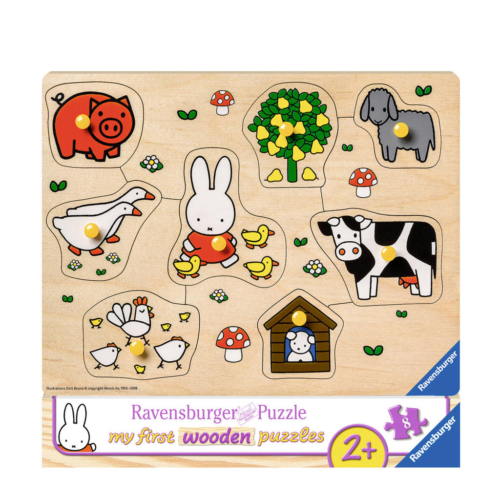 Ravensburger nijntje houten puzzel Nijntje op de boerderij - 8 stukjes ...