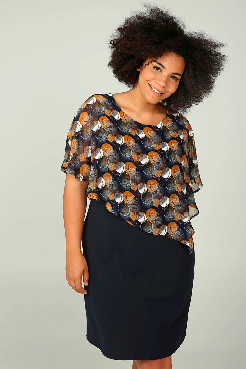 Paprika jurk met all over print marineblauw | wehkamp