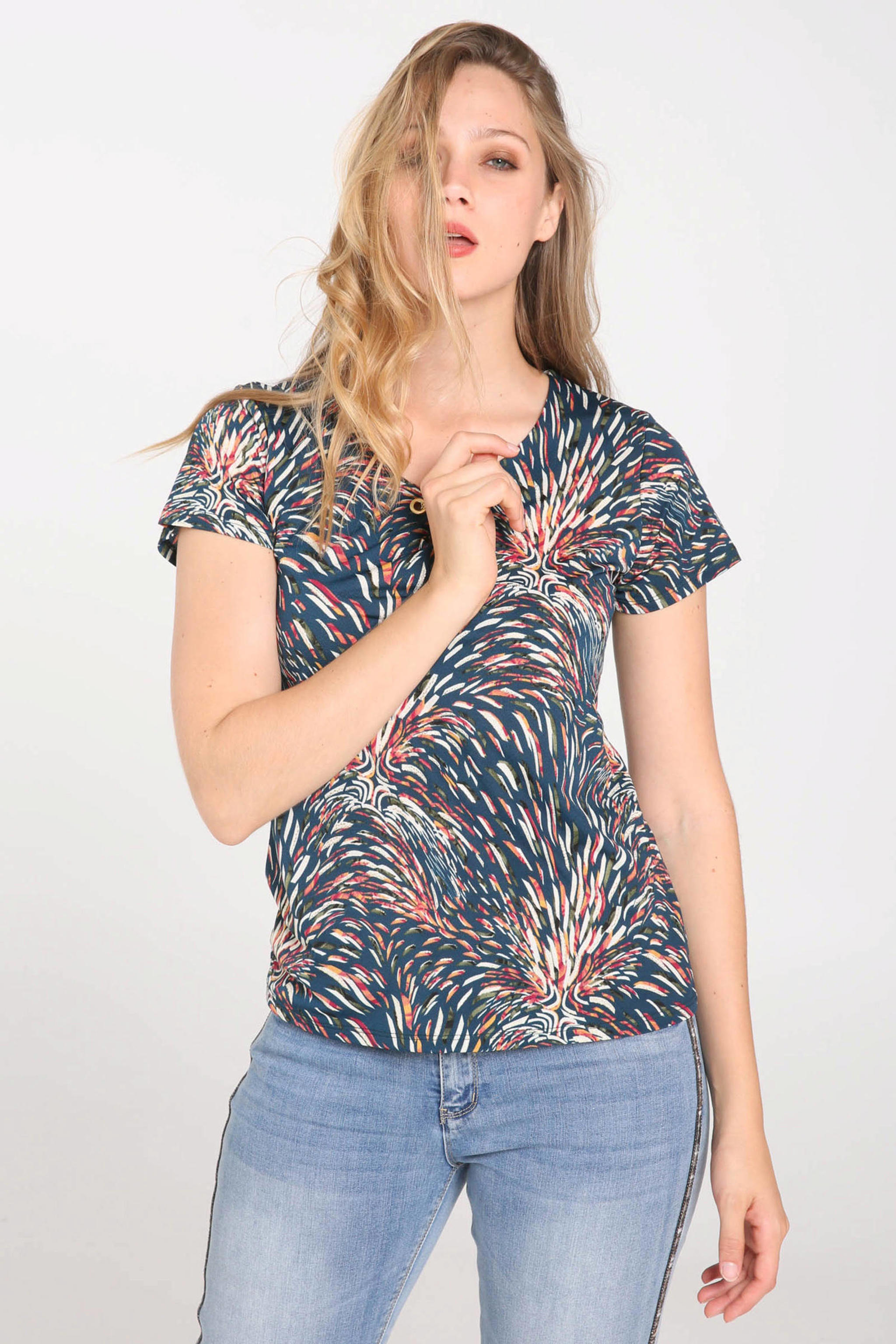 Cassis T-shirt met all over print emerald groen | wehkamp