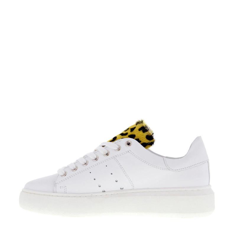 Tango Shoes Ingeborg 1-CO leren sneakers wit/panterprint geel | wehkamp