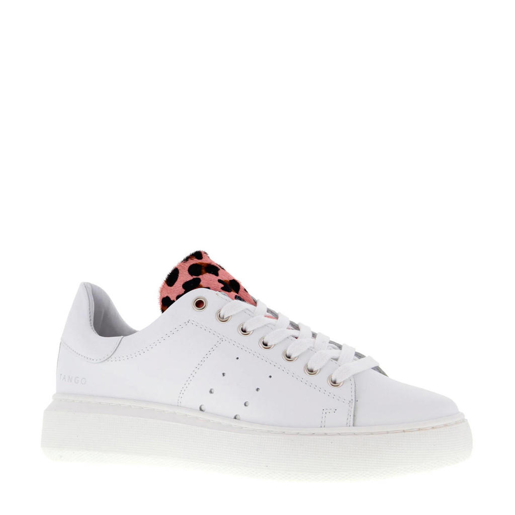Tango Shoes Ingeborg 1-CP leren sneakers wit/panterprint roze | wehkamp