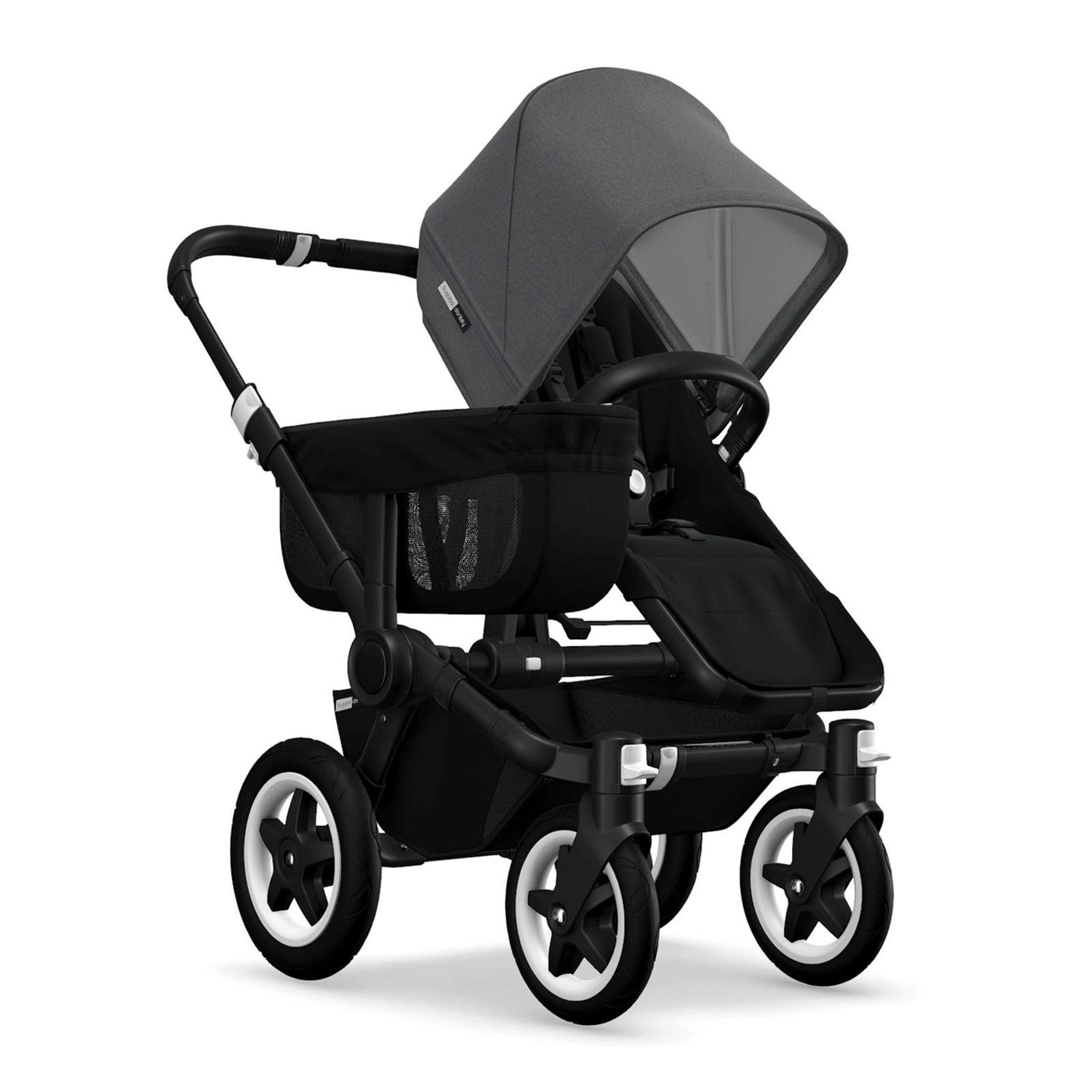 Bugaboo Donkey 2 Mono kinderwagen zwart/gemêleerd grijs met zwart frame ...