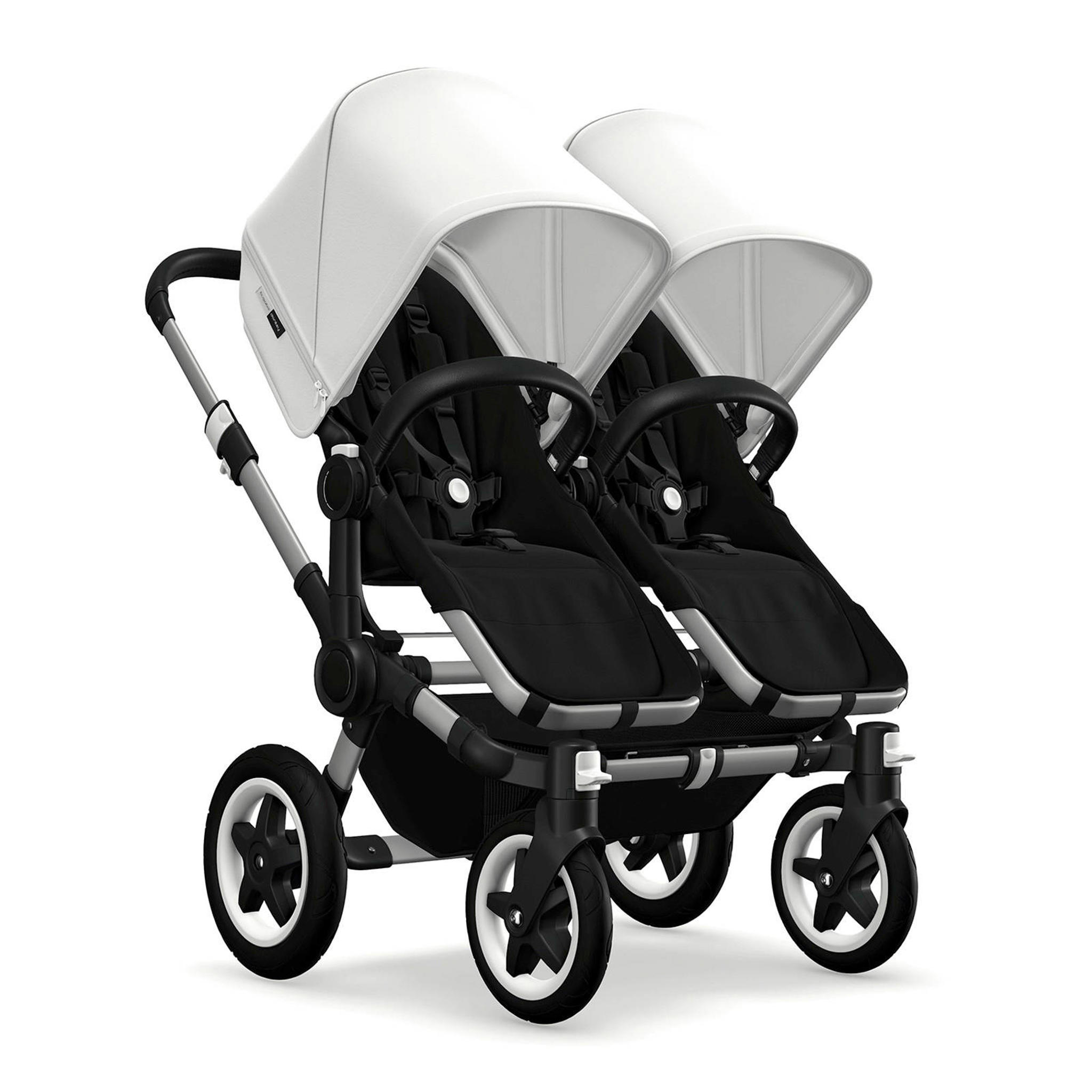Bugaboo Donkey 2 Twin kinderwagen zwart - wit met aluminium frame | wehkamp