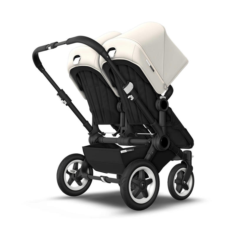 Bugaboo Donkey 2 Twin kinderwagen zwart - wit met zwart frame | wehkamp