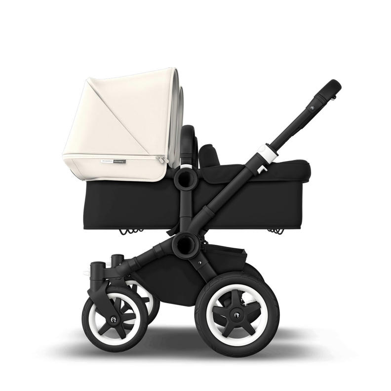 Bugaboo Donkey 2 Twin kinderwagen zwart - wit met zwart frame | wehkamp