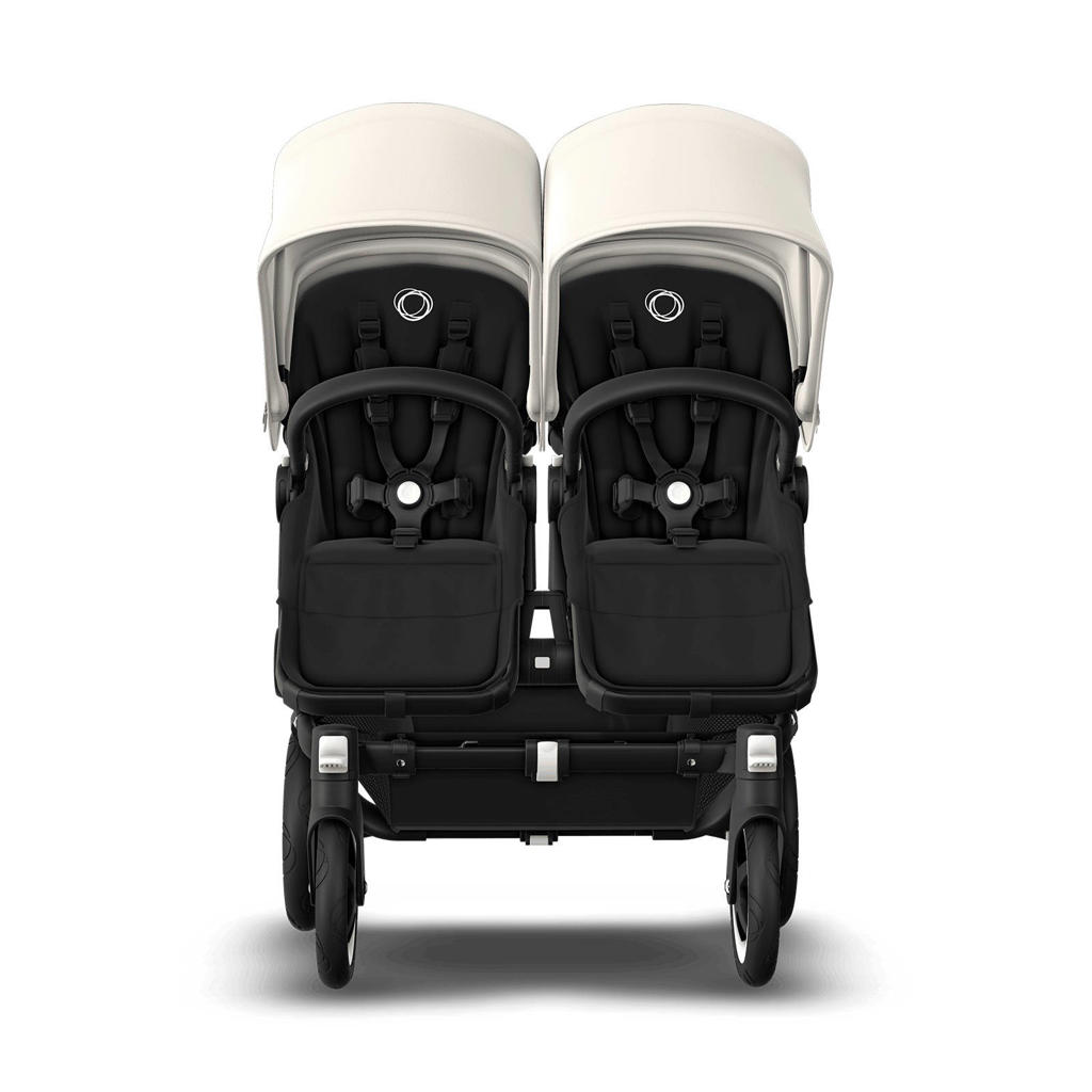 Bugaboo Donkey 2 Twin kinderwagen zwart - wit met zwart frame | wehkamp