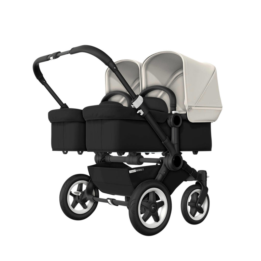 Bugaboo Donkey 2 Twin kinderwagen zwart - wit met zwart frame | wehkamp