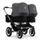 Bugaboo Donkey 2 Twin kinderwagen zwart - gemêleerd grijs met aluminium ...