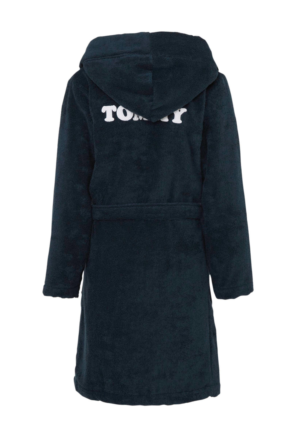 Tommy Hilfiger badjas met logo borduursel donkerblauw | wehkamp