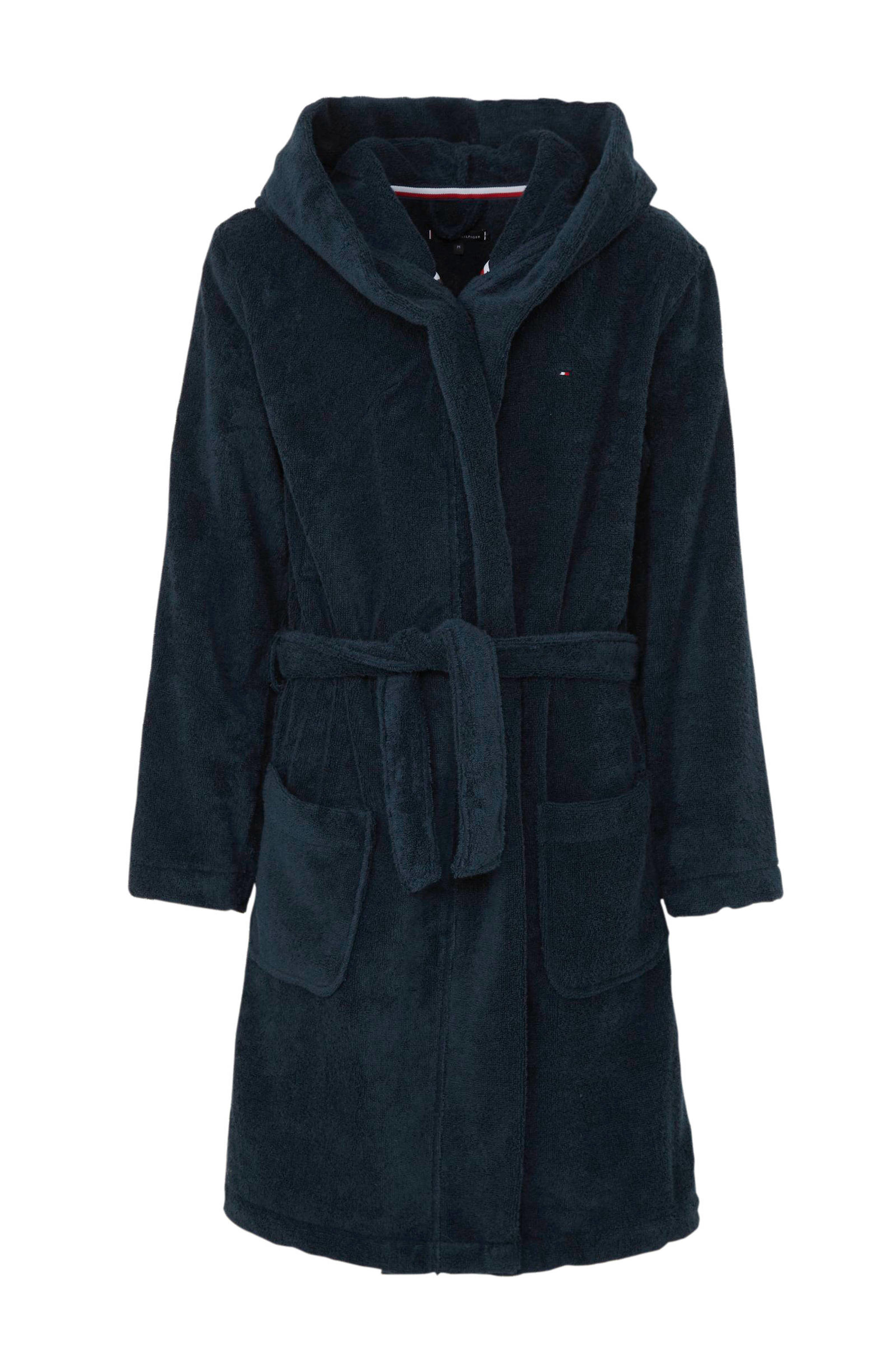 Tommy Hilfiger badjas met logo borduursel donkerblauw | wehkamp