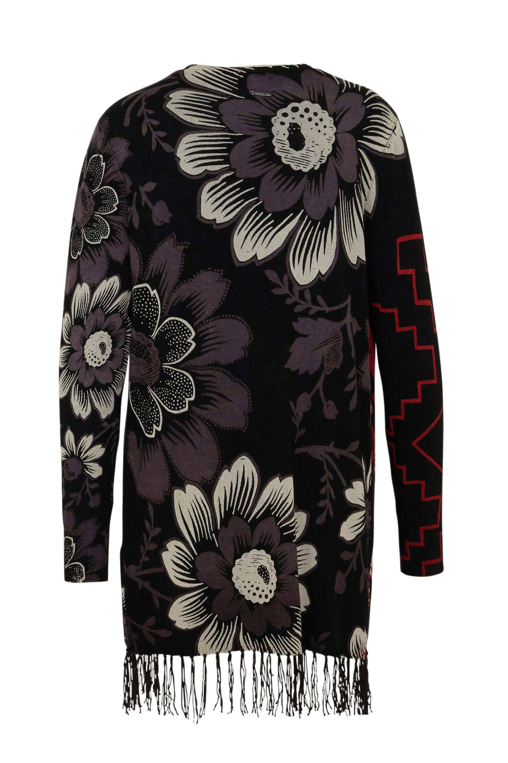 Desigual vest met all over print en franjes zwart | wehkamp