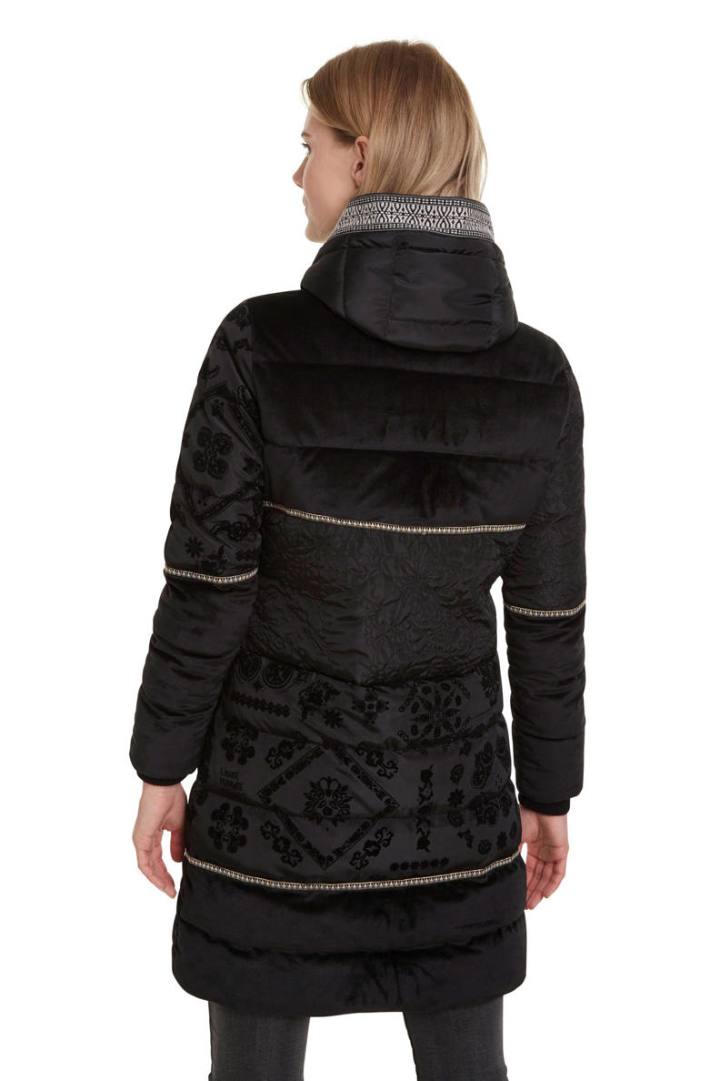 Desigual winterjas met all over print zwart | wehkamp