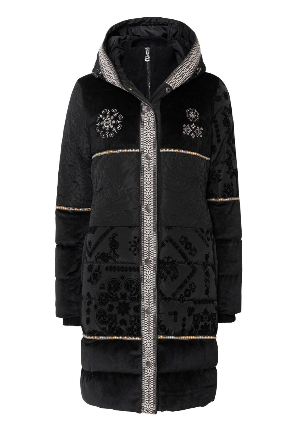 Desigual winterjas met all over print zwart | wehkamp