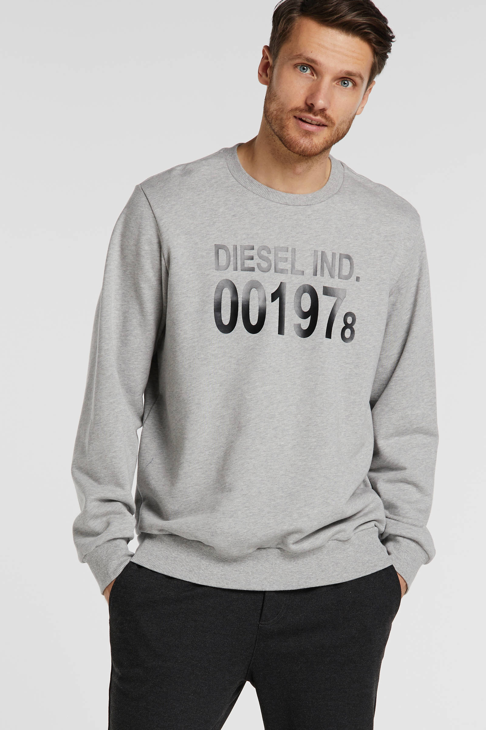 Diesel sweater met tekst grijs | wehkamp