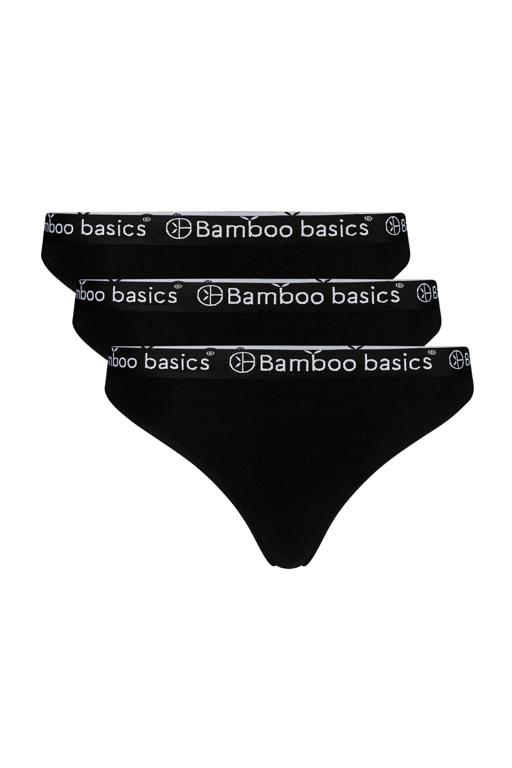 Bamboo Basics string Emma met bamboe (set van 3) zwart | wehkamp