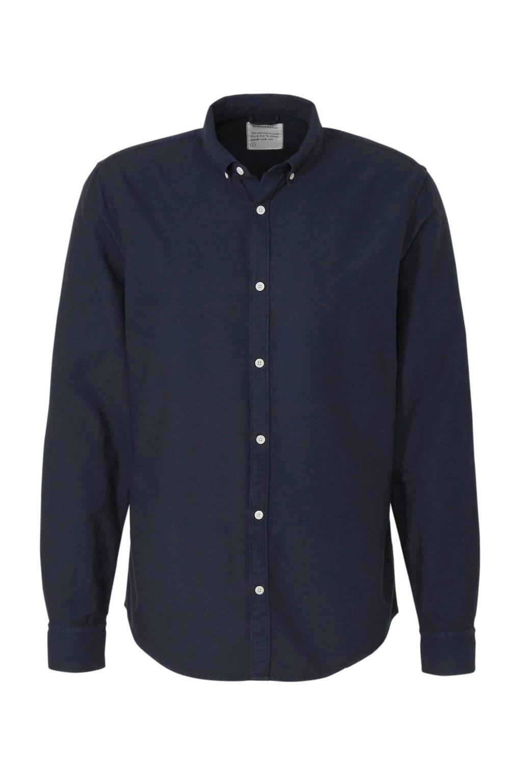 ARMEDANGELS slim fit overhemd van biologisch katoen donkerblauw | wehkamp