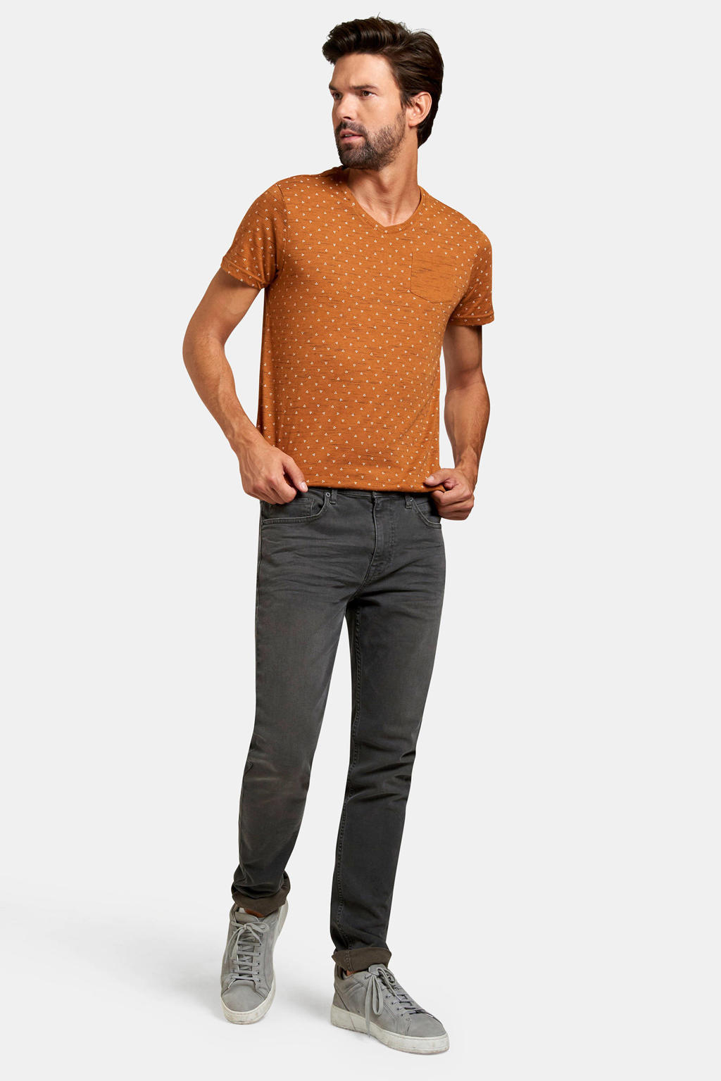 Shoeby slim fit jeans Faber brown | wehkamp