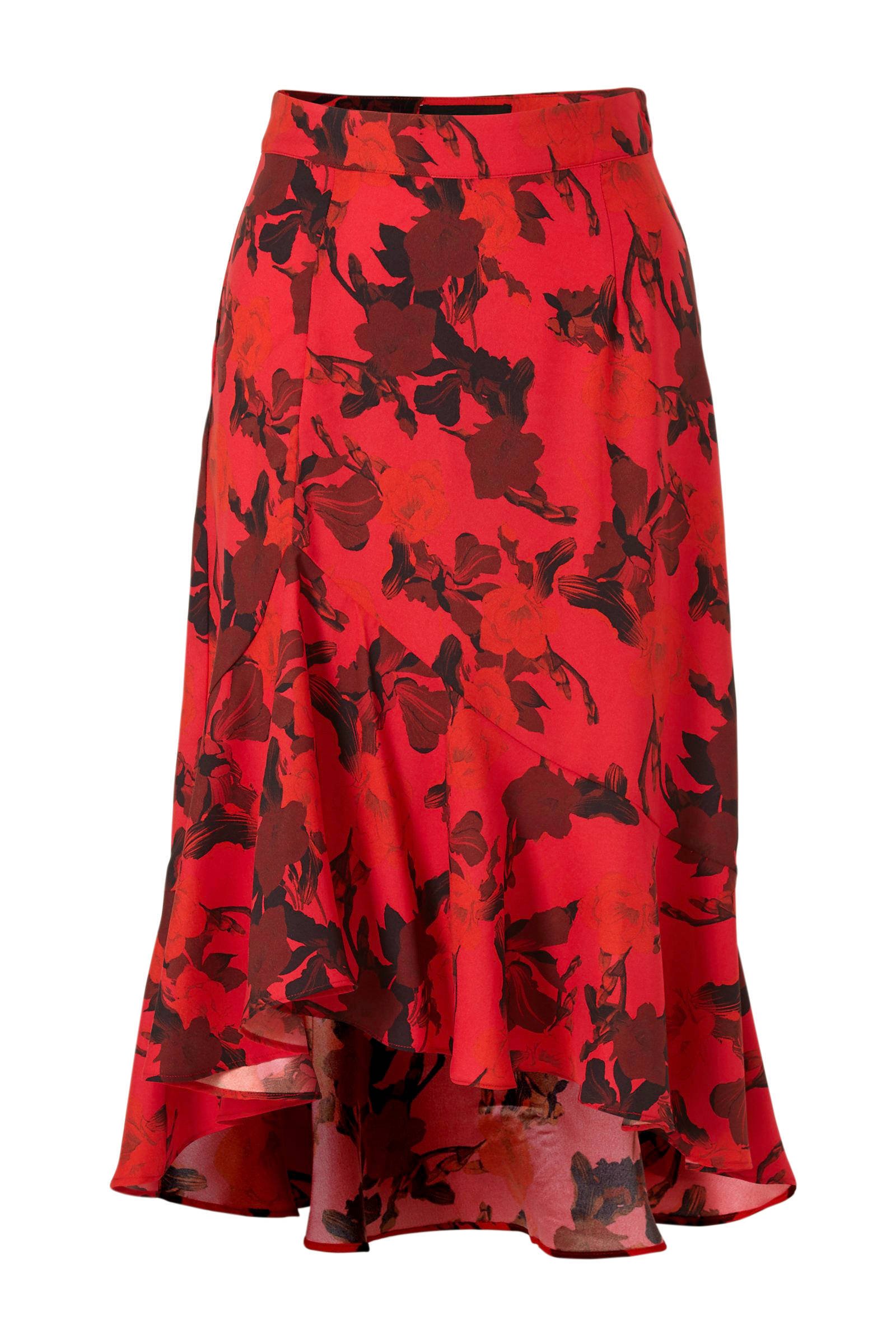 Lost Ink gebloemde rok rood | wehkamp