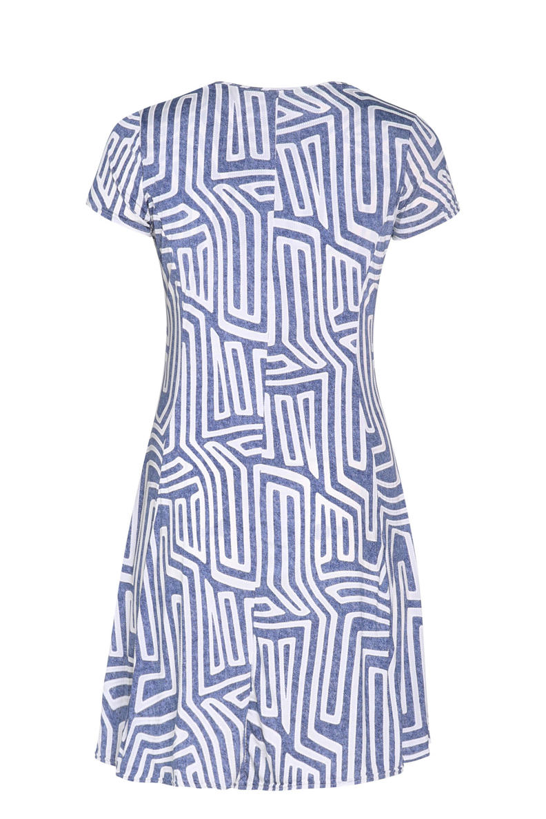 Paprika jurk met all over print blauw/wit | wehkamp