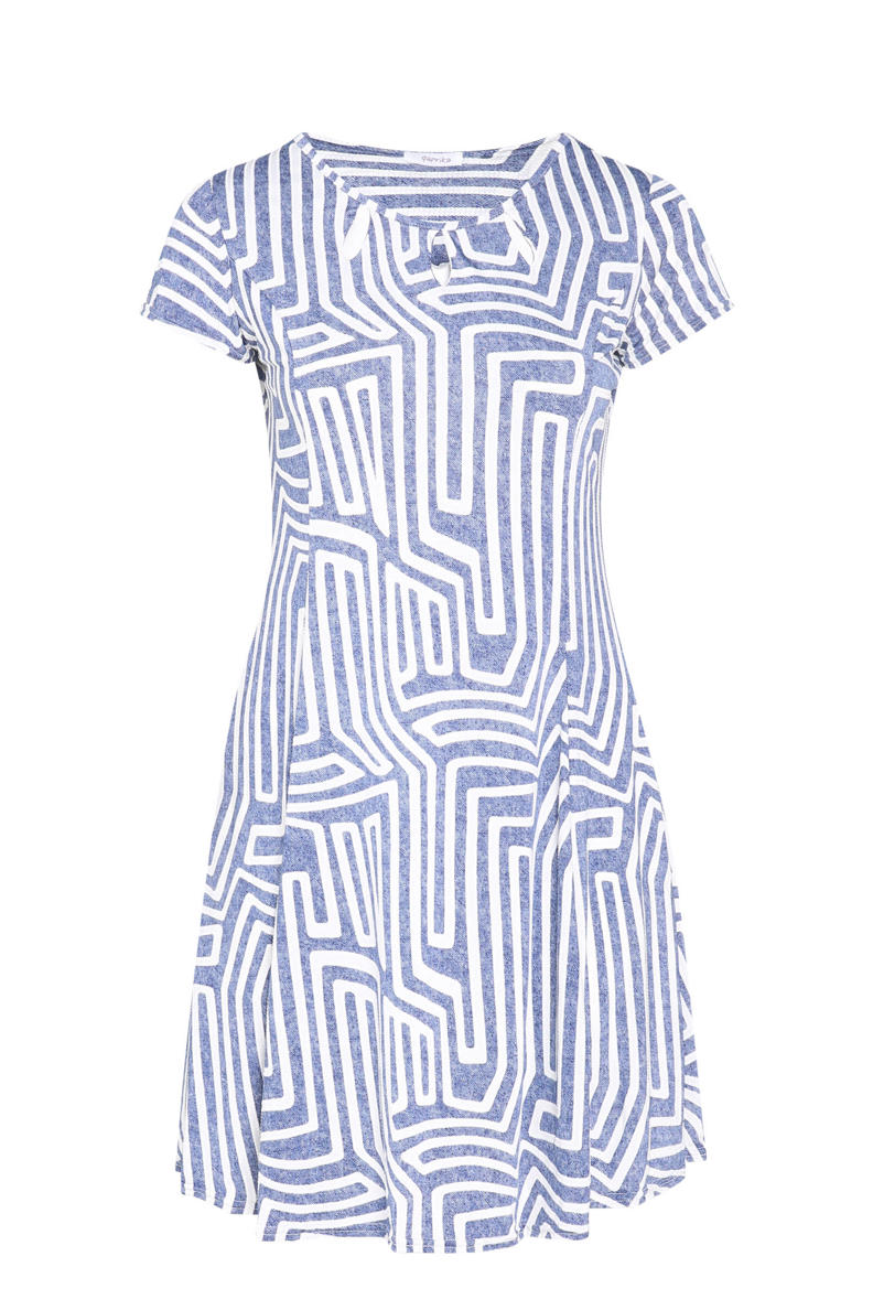 Paprika jurk met all over print blauw/wit | wehkamp