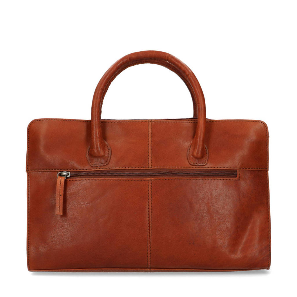 Manfield leren handtas cognac | wehkamp