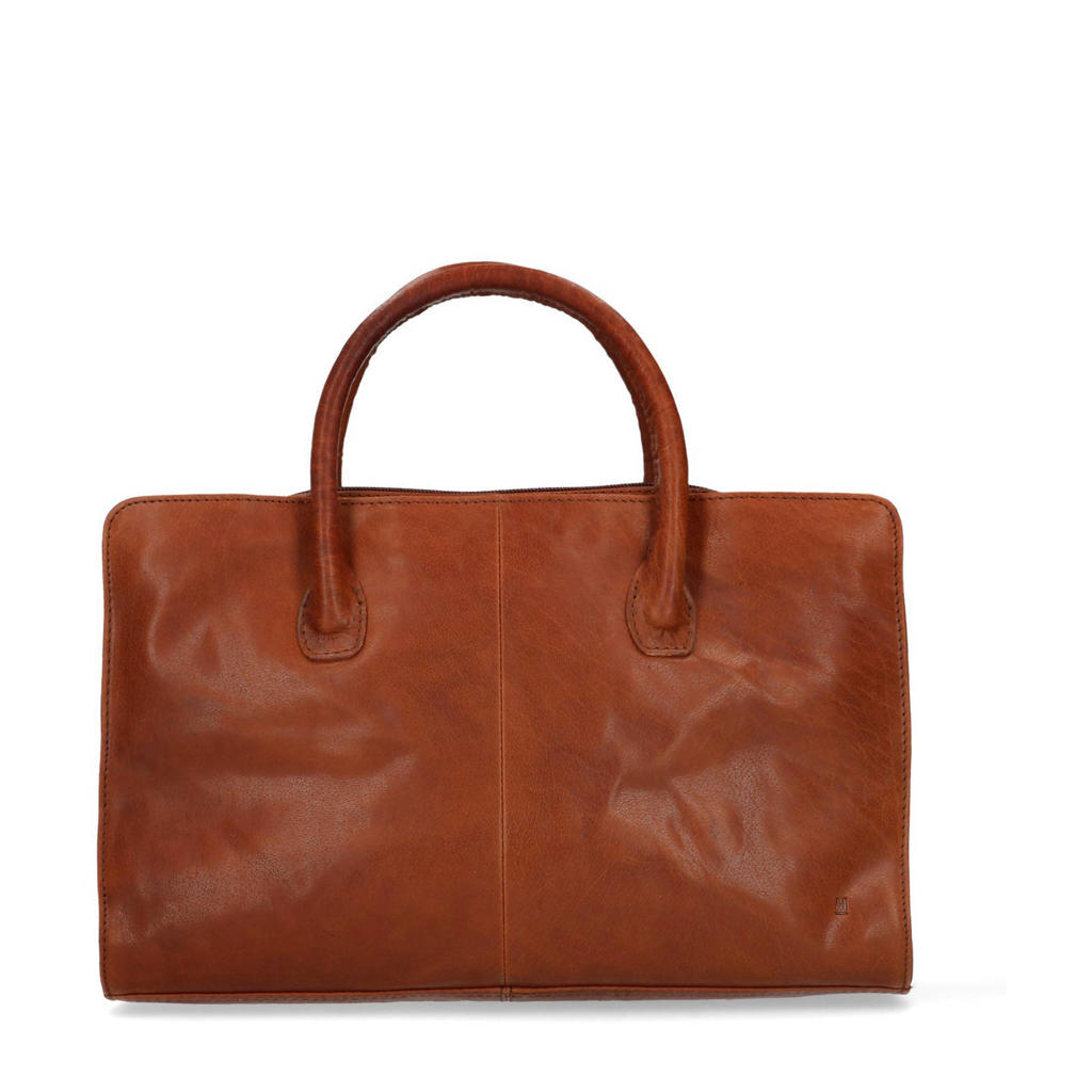 Manfield leren handtas cognac | wehkamp