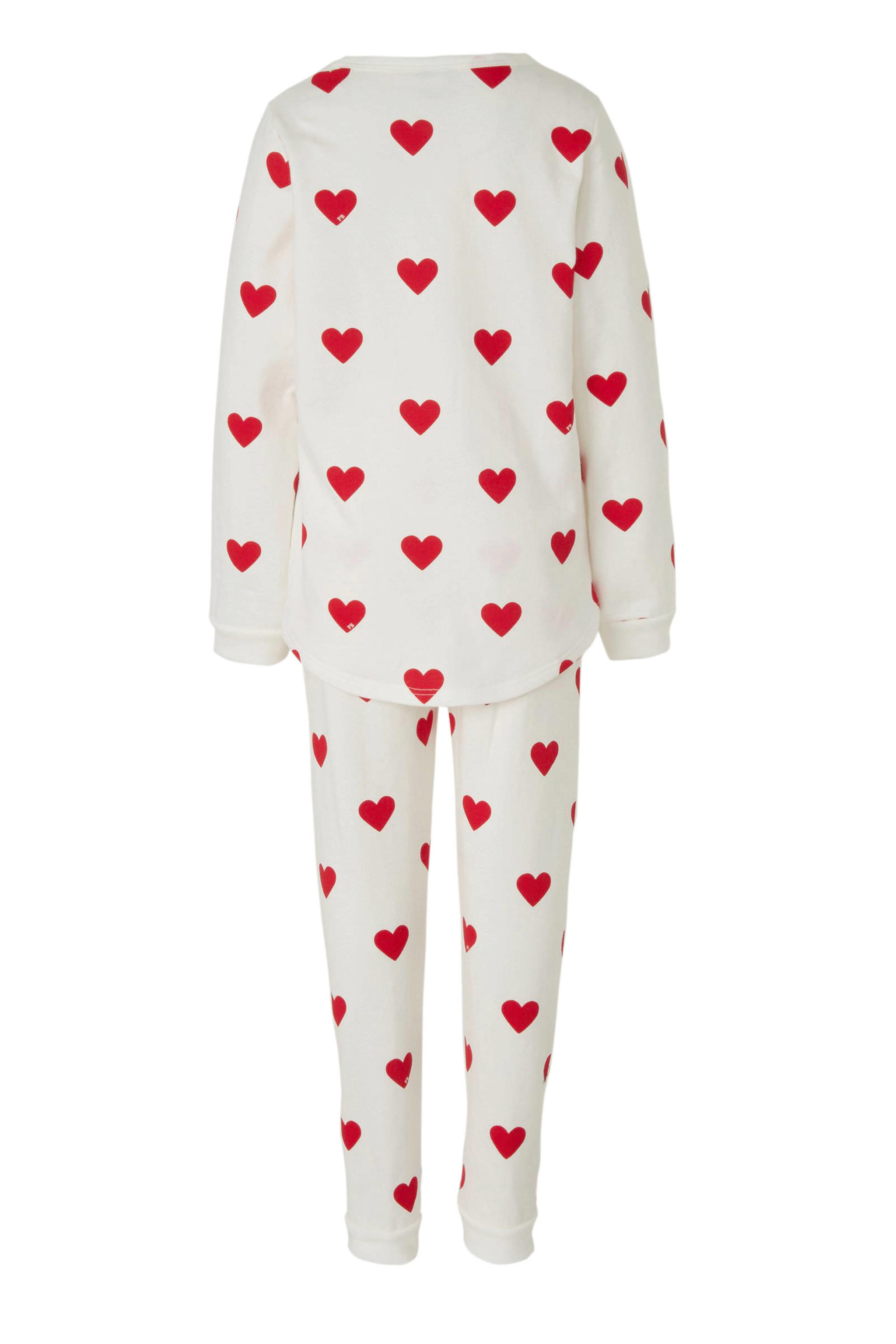 Petit Bateau pyjama met hartjes wit/rood | wehkamp