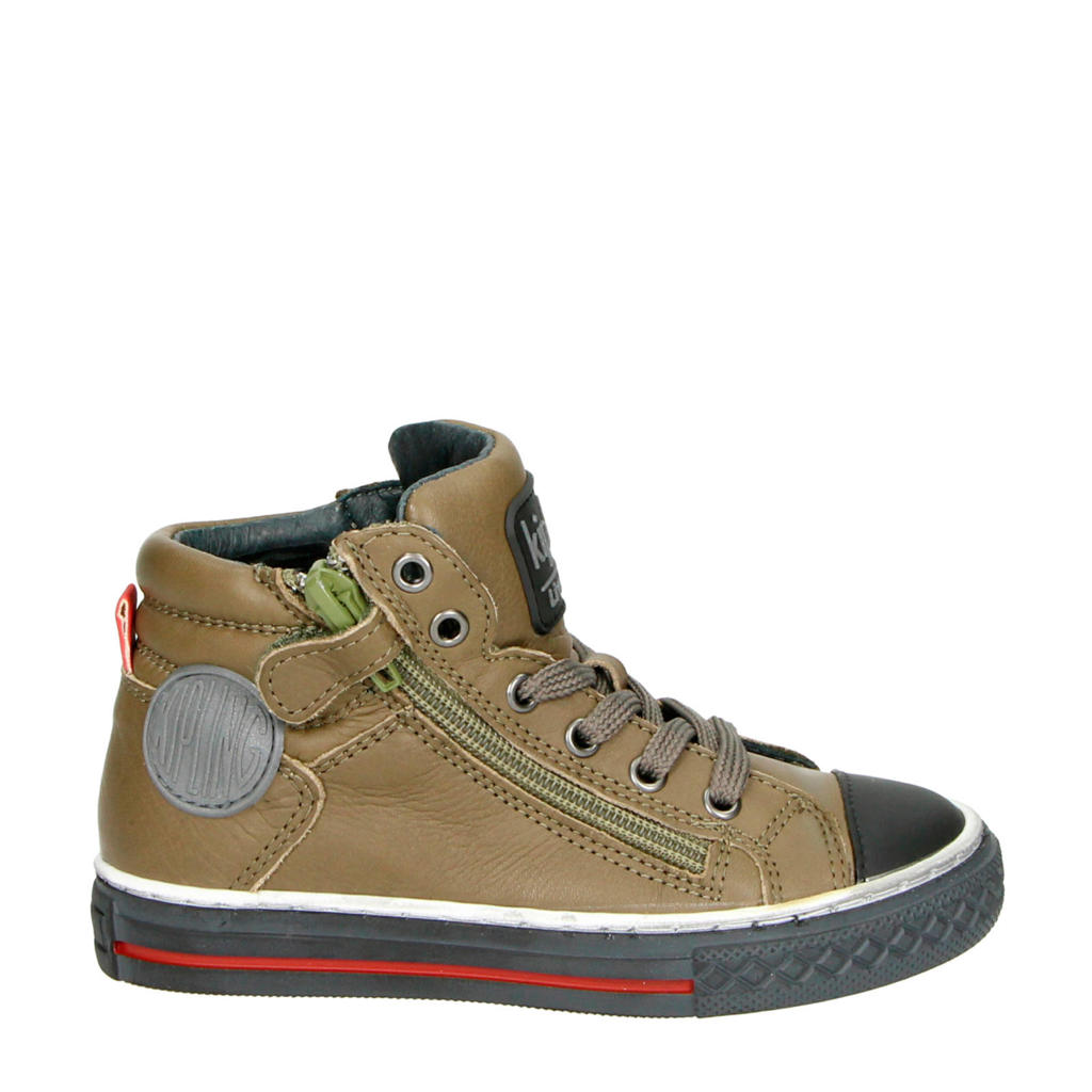 Kipling Brave 1 leren sneakers kaki | wehkamp