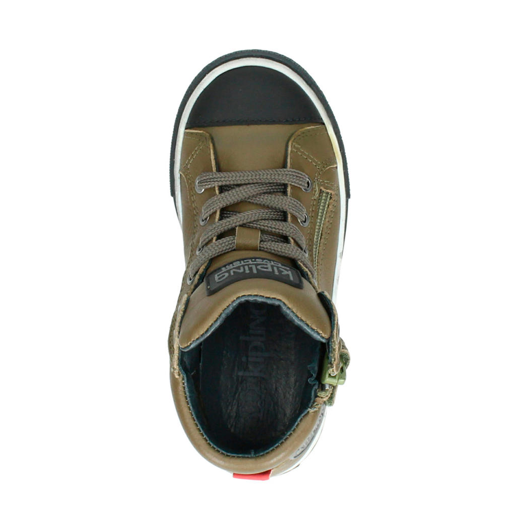 Kipling Brave 1 leren sneakers kaki | wehkamp